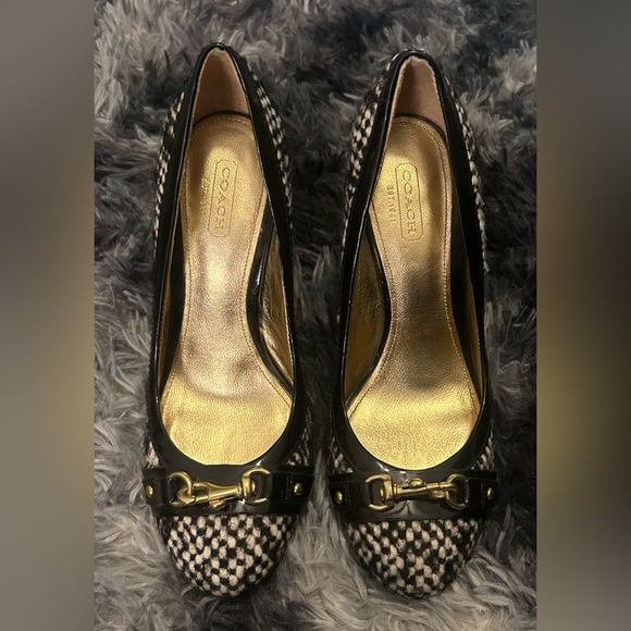 Coach | Shoes | Coach Desaree Tweed Houndstooth Heeled Shoes Sz 75 7 2 ...